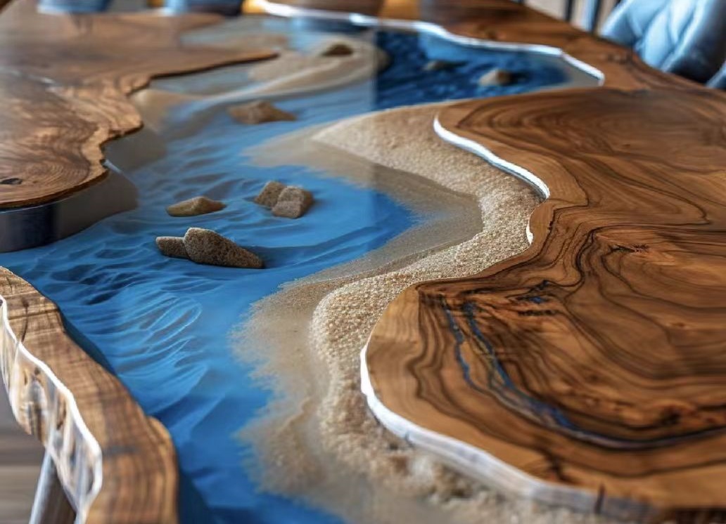 Resin wood epoxy table